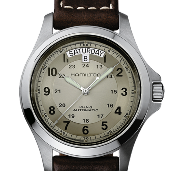 Hamilton Khaki Field King Auto Beige Dial Leather Band Men's Watch ...