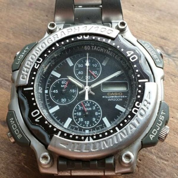 Rare Casio MDA-100 ana-digi WR200 Diver chronograph retro wrist watch ...