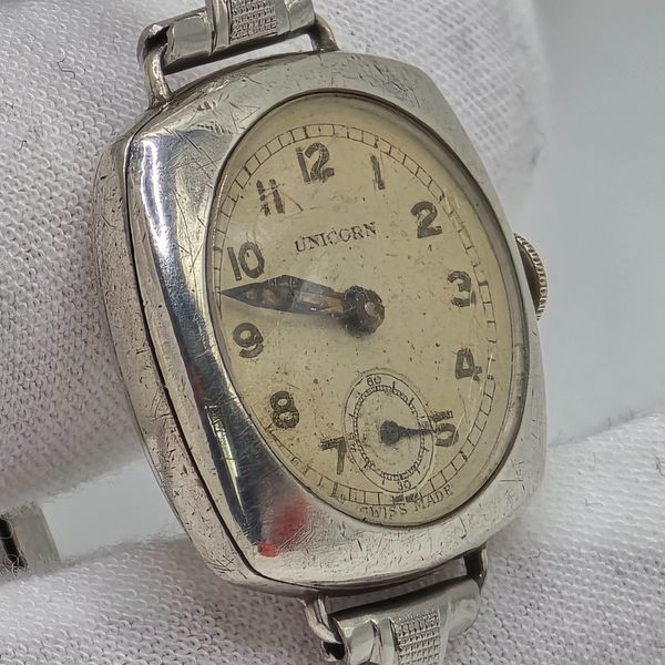 WW2 ROLEX Genex UNICORN Ladies TRENCH WATCH 925 SILVER CUSHION CASE ...