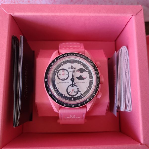 Omega X Swatch Moonswatch Mission To The Pink Moonphase Moon | Unworn w ...