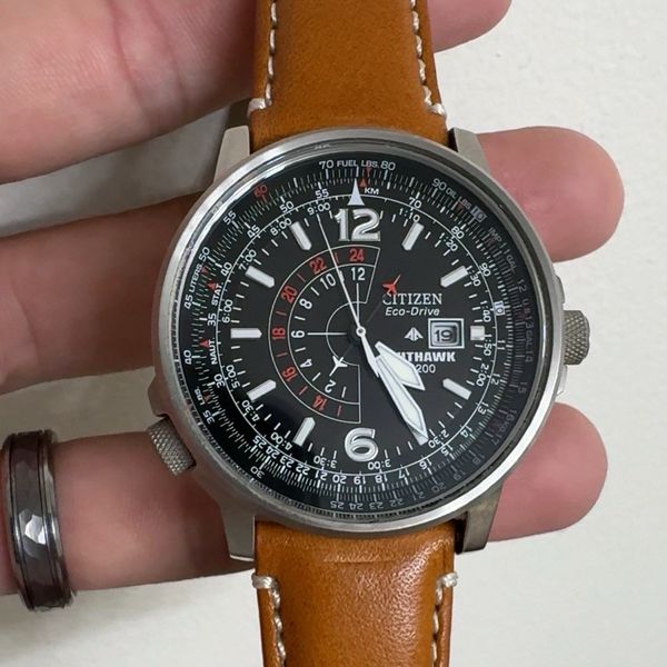 Citizen Eco-Drive Nighthawk 200 Pilot Watch with Leather Strap ...
