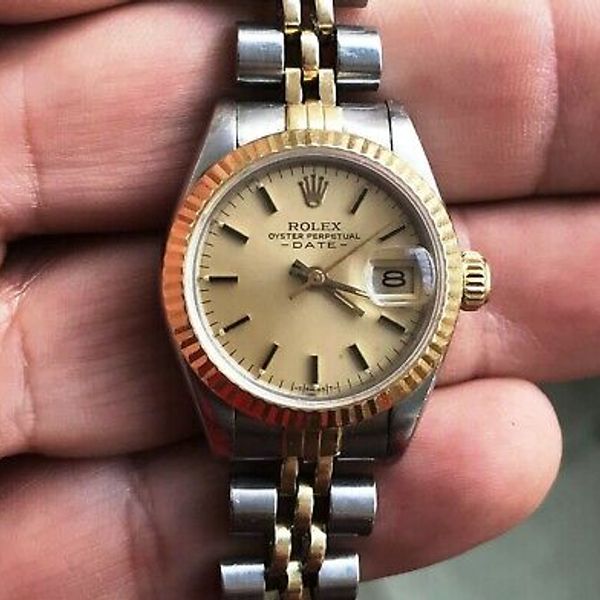 Ladies ROLEX DATE 18K gold & steel 69000A,69173 cal.2135 working ...
