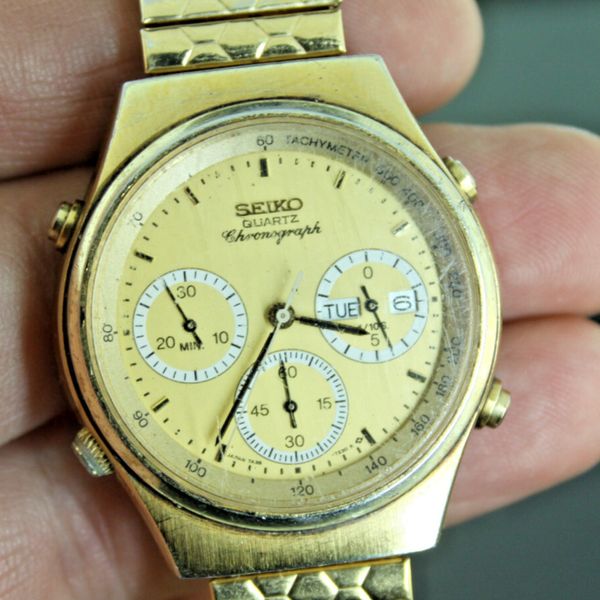 Large Vintage Seiko Chronograph 7A38 7230 R working new battery ...