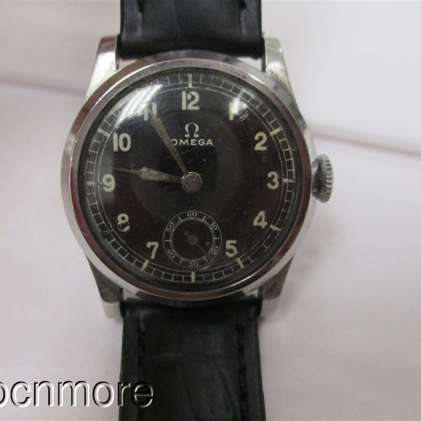 VINTAGE WWII ERA OMEGA BLACK DIAL 14j MILITARY PILOTS WATCH MENS ...