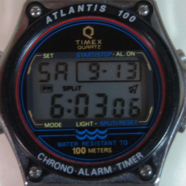 Timex Atlantis 100 LCD Digital Day/Date Watch Chronograph Alarm and ...