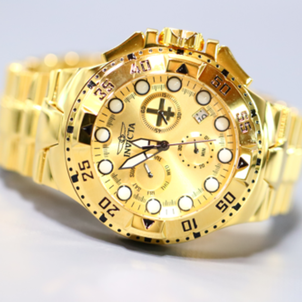 INVICTA Excursion Men 50mm Stainless Steel Gold Gold dial Z60 Quartz ...