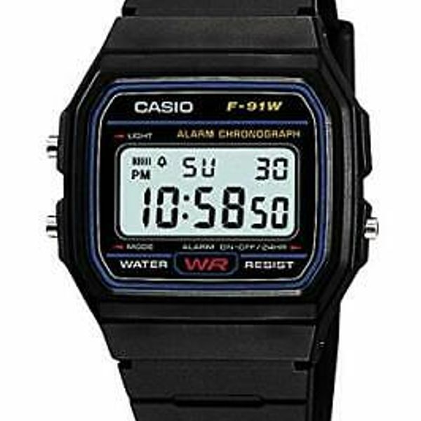 CASIO STANDARD DIGITAL WATCH WITH LED-LIGHT F-91W-1JF From Japan ...