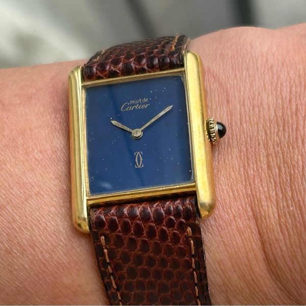 FS - Cartier Tank blue lapis dial 18k gold plate | WatchCharts Marketplace