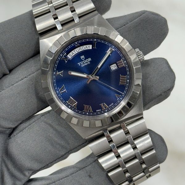TUDOR Royal Blue Roman Day Date Stainless Steel Men's Automatic Watch ...