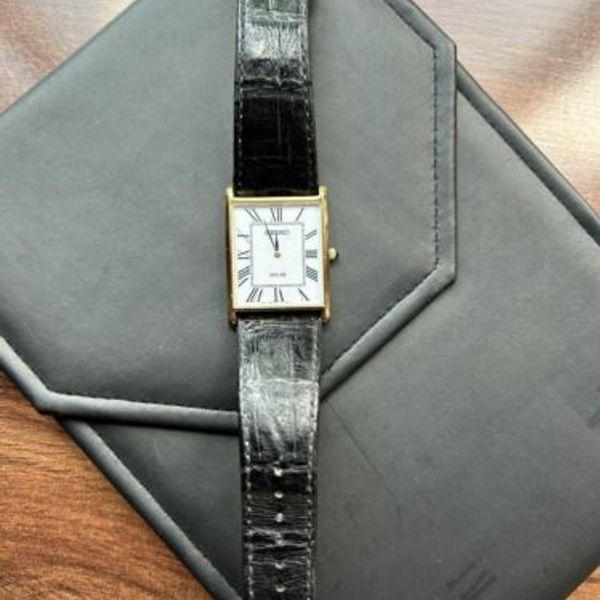 Seiko SUP880 Solar Quartz White Men's Tank Classic Dress Watch Roman V115-0BC0 | WatchCharts ...