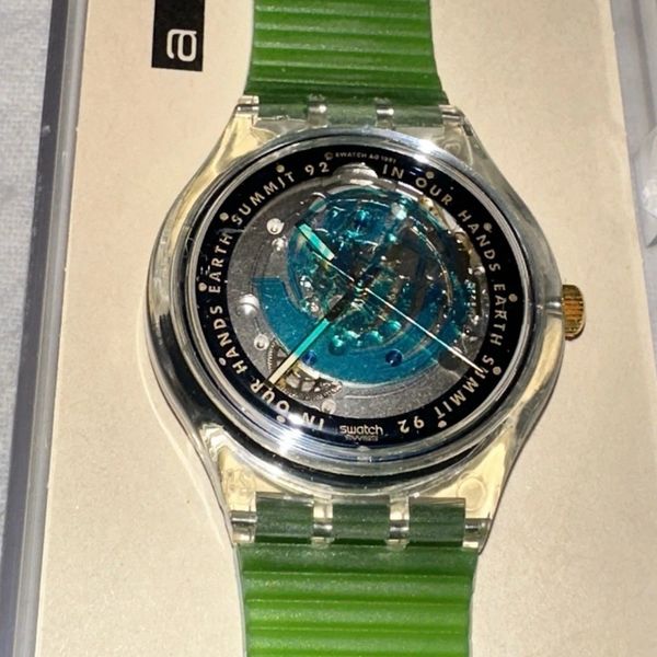 VINTAGE SWATCH WRIST WATCH SWISS MADE NOS RETRO EARTH SUMMIT 1992 ...