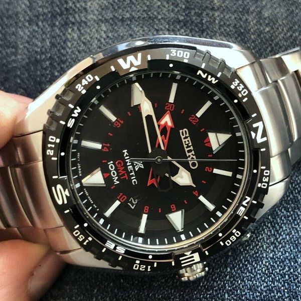 SEIKO KINETIC GMT 100M NAVIGATOR MINT IN BOX & BRACELET 5M85-0AE0 ...