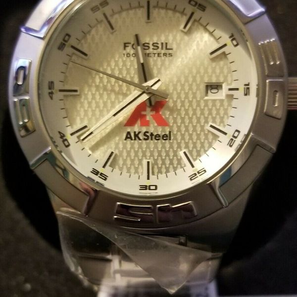Fossil Classic Sport Silver Dial PR-5332 Men's Watch AK Steel Logo New ...