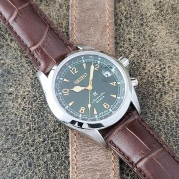 Seiko Prospex Alpinist Green Leather Strap Automatic Men's Watch SPB121 ...
