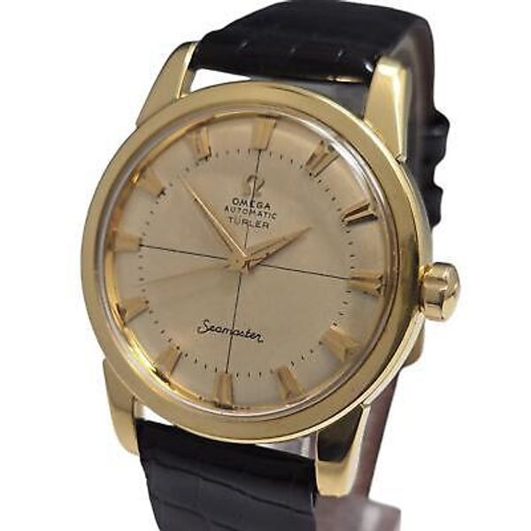 Vintage 1950's Omega 18K GOLD Seamaster Turler Cal. 354 Bumper ...