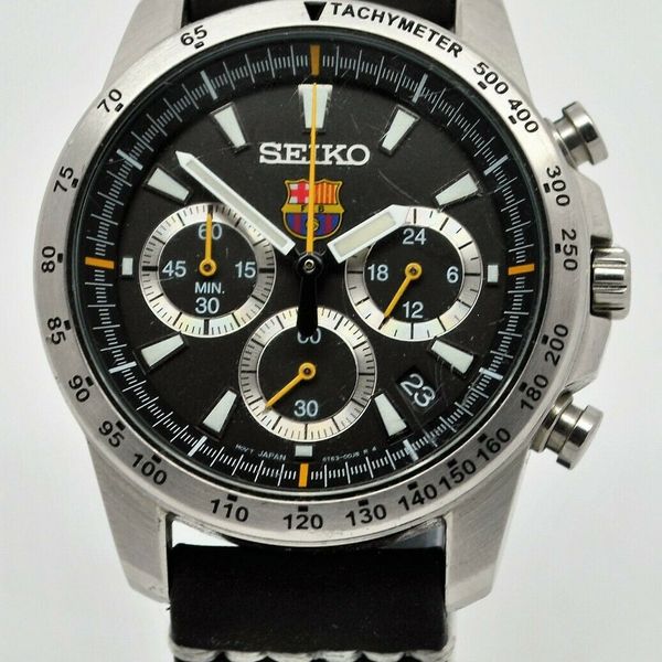 Seiko Barcelona Meca-Quartz chronograph stainless steel gents watch ...