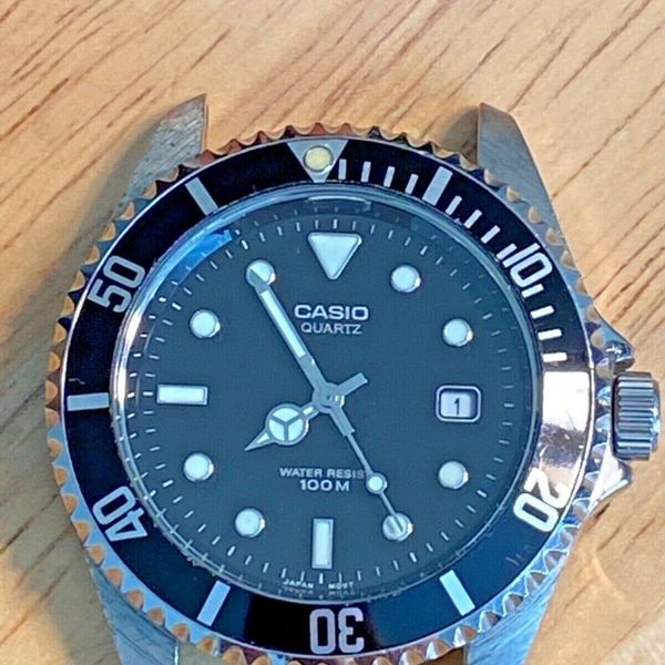 RARE! CASIO MTD-1010 (1346) SUBMARINER Black Dial Men's Watch excellent ...