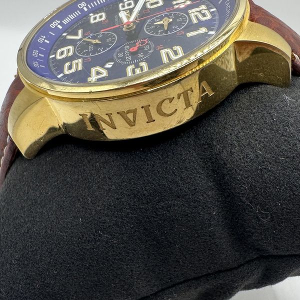 Invicta Men's 46MM I FORCE LEFTY Chrono Blue Dial Leather Watch Model ...