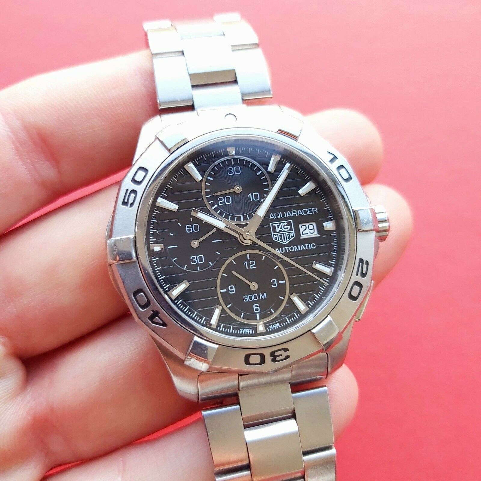 Tag Heuer Aquaracer Chronograph Watch black dial 42mm CAP2110 Mens ...