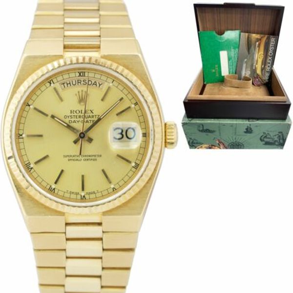 Rolex OysterQuartz Day-Date President Gold 36mm Champagne Quartz Watch ...