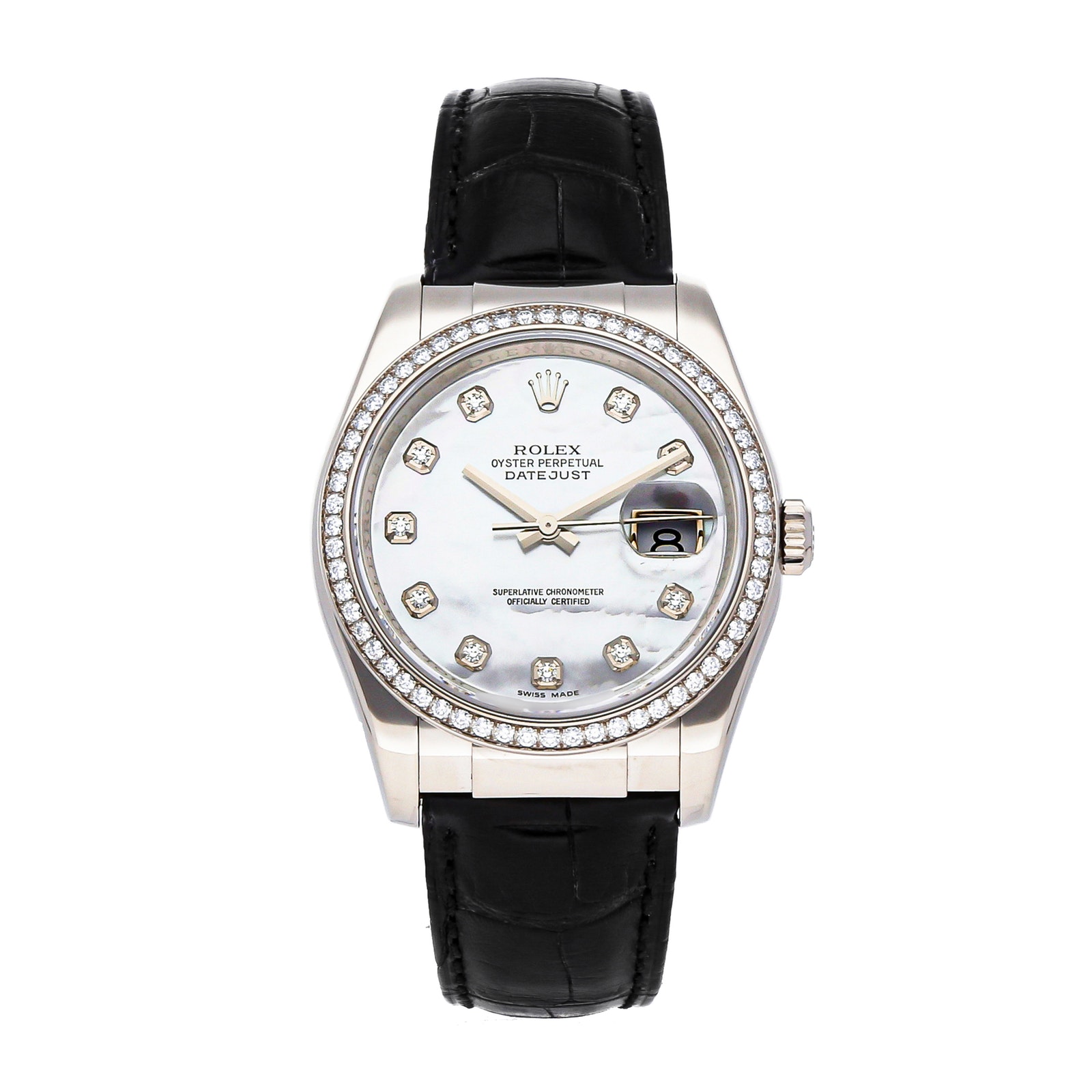 Rolex Datejust 36 White Gold Diamond Strap Pink Waves (116189) Market ...