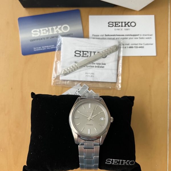 SEIKO SUR369 Quartz Analog Titanium Silver | WatchCharts Marketplace