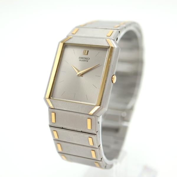 Vintage Seiko Two Tone Tank Watch 26mm Dial Gray Gold Tone 7430-5470 ...
