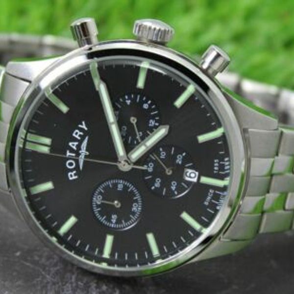 ROTARY Men's Stainless Steel Chronograph Quartz Watch GB00640/04 ...