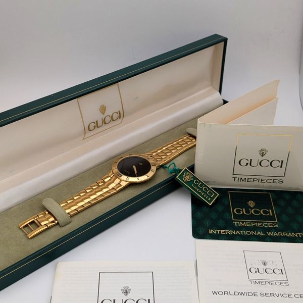 Gucci 3300M Swiss Made Gold 'Pulp Fiction - Winston Wolf' Watch. Mint ...