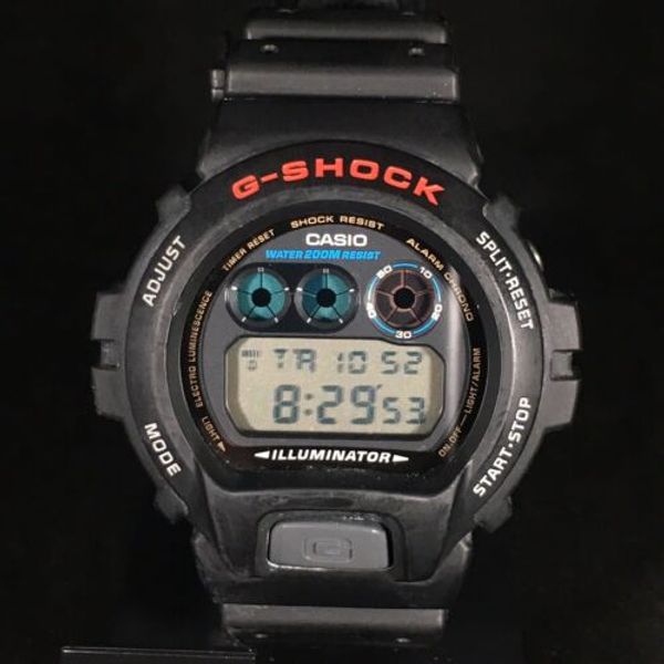 Casio Men's G-Shock Classic Digital Watch DW6900-1V Black and Red Alarm ...