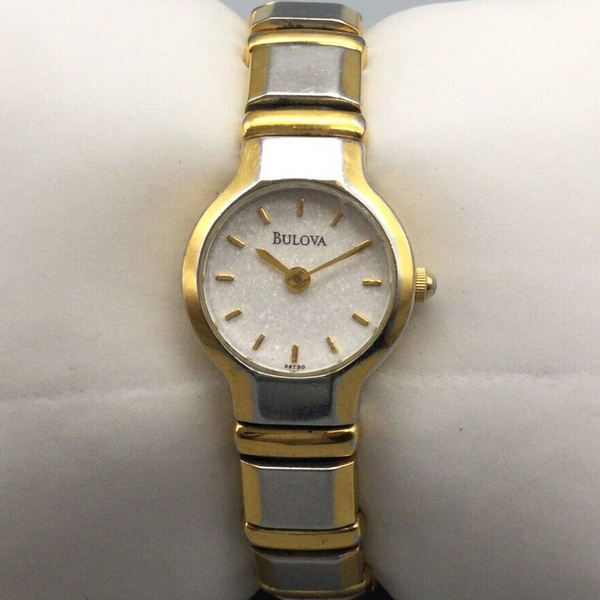 Vintage Bulova Watch Women 20mm Silver Gold Tone 98T30 New Battery 6 ...