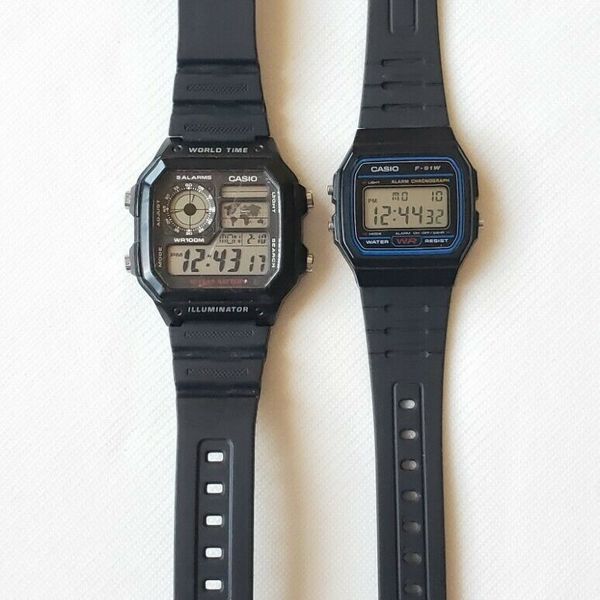 Lot Of 2 Casio Watches Casio 593 F-91W And Casio 3299 AE-1200WH Black ...