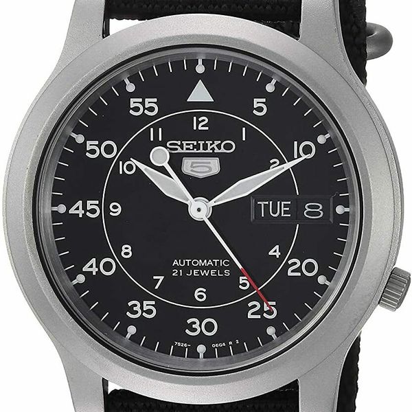 SEIKO Men's SNK809 5 Automatic Stainless Steel Watch with Black Canvas ...