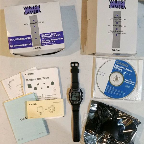 VINTAGE CASIO WQV-1 WRIST CAMERA MODULE 2220 + PC Link Kit - NEW in ...