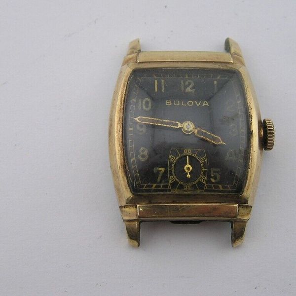 Vintage Bulova Watch Black Dial 1940's 15 Jewels Cal 10BC as Found ...