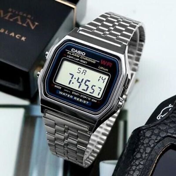 Casio A159WA-N1 Men's Classic Digital Stainless Steel Metal Band Watch ...