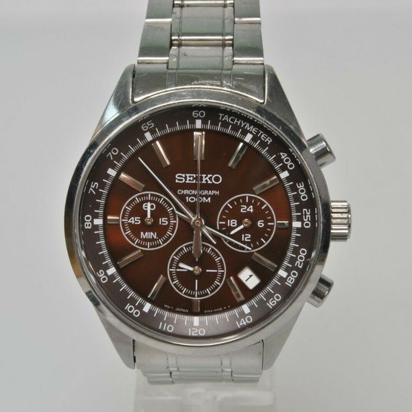 Mens SEIKO CHRONOGRAPH 100m Quartz Wristwatch 6T63-00D8 R 2 Pre- Owned ...