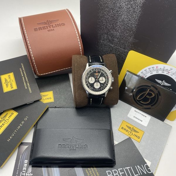 2016 Breitling Navitimer B01 Black Dial 46mm Steel Leather Watch AB0127 B+P | WatchCharts ...