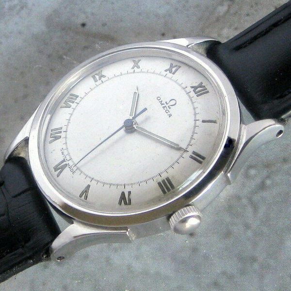 Mens 1946 Omega BUMPER Automatic 2438-4 Stainless Steel Vintage Swiss ...