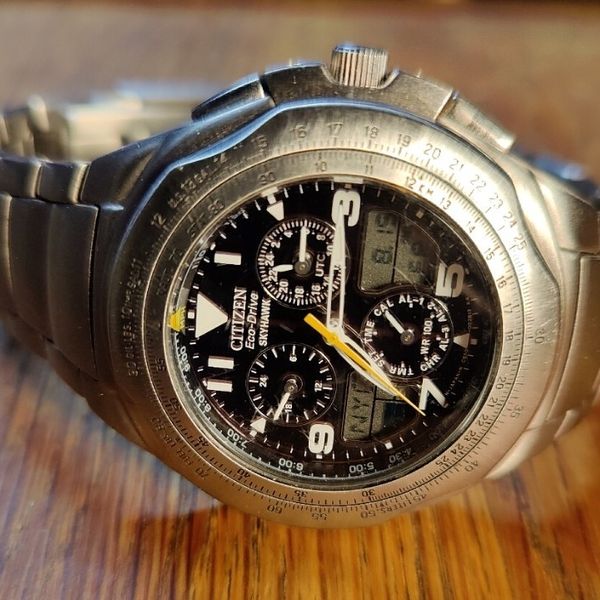 Citizen Pilot/Aviator Eco-Drive World Time Skyhawk Chronograph Model ...