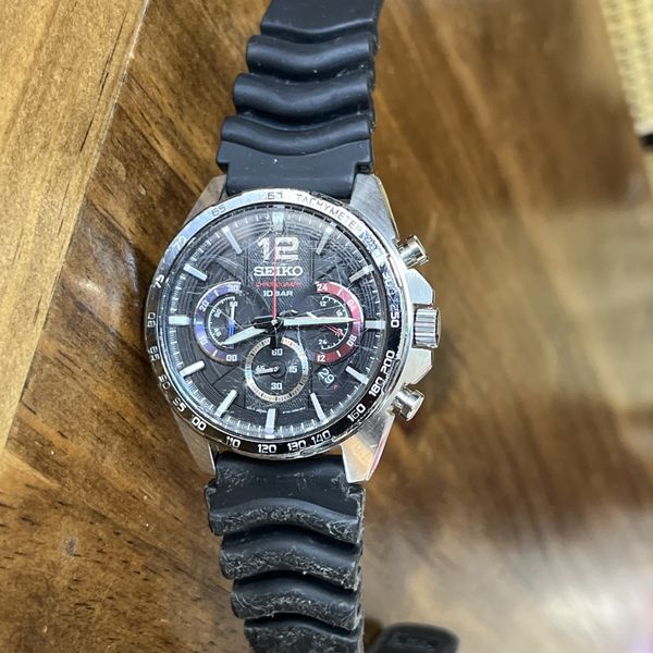 SEIKO Chronograph 44mm Black Silicone Men's Watch - SSB347 MSRP: $275 ...