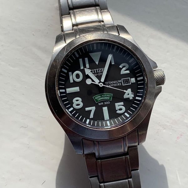 Mens Citizen Eco Drive Tough Royal Marines Commando Titanium Watch ...