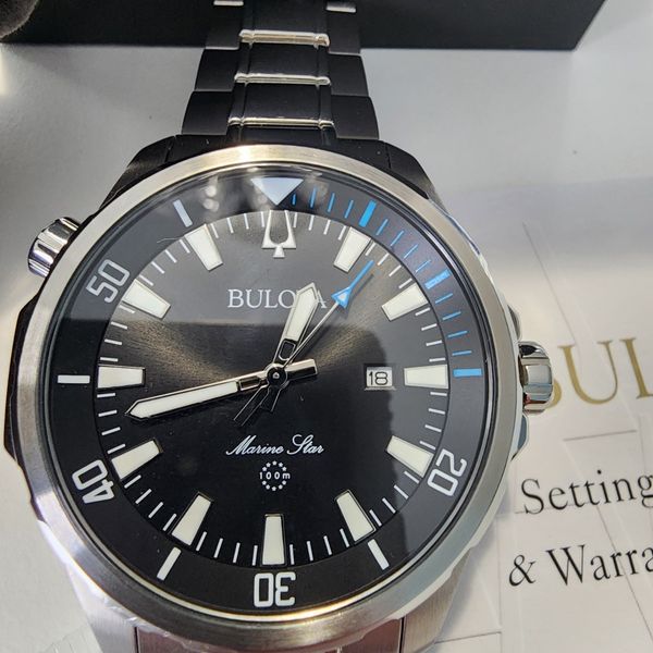 Bulova Marine Star Black Dial Men's Watch - 96B382 | WatchCharts ...