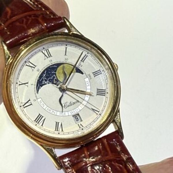 Vintage Citizen Quartz Watch 6350-G30241 Men Moon Phase With New ...
