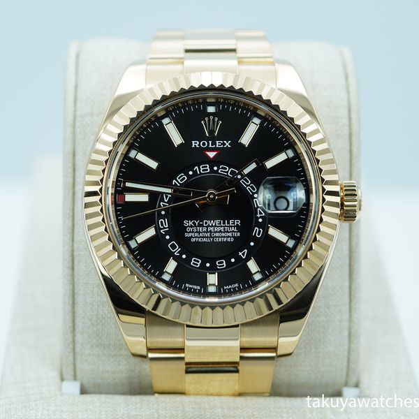 FSOT: Rolex 326938 SKY-DWELLER 18K YELLOW GOLD BLACK STICK DIAL 2021 ...