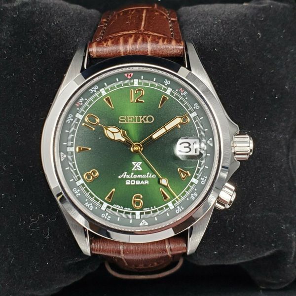 Seiko Prospex Alpinist Green Leather Strap Automatic Men's Watch SPB121 ...