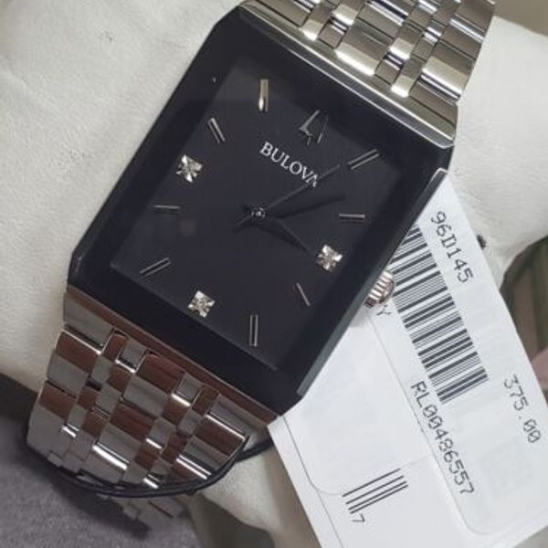 NWT Bulova Quadra Black Men's Watch - 96D145 $375 | WatchCharts Marketplace