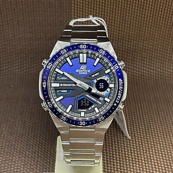 Casio Edifice EFV-C110D-2A Blue Analog Digital Stainless Steel Classic ...