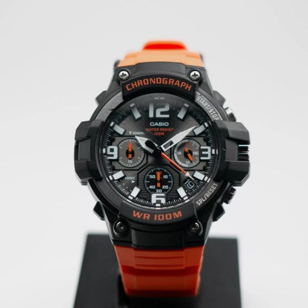 Casio Digital Analog Chronograph Watch MCW100H 4AV Orange Band ...