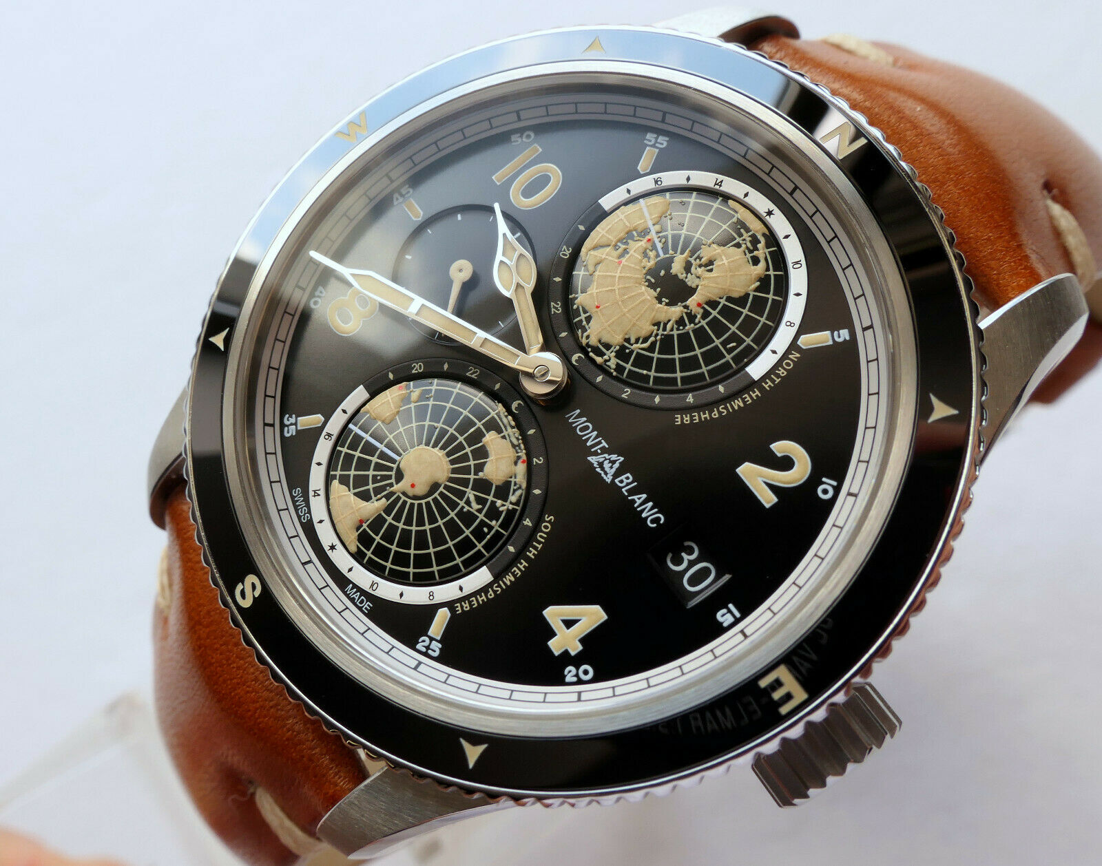 Montblanc Geosphere 1858 Dual Time GMT Minerva Swiss Made Automatic ...